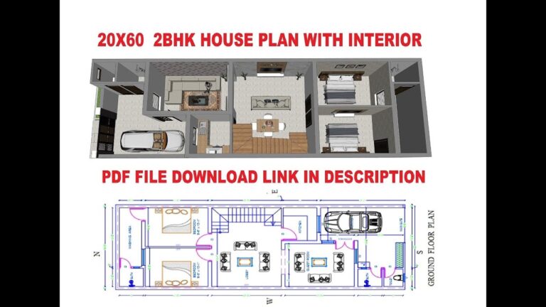 20x60 House Plan | 1200 square feet house design With Interior ...